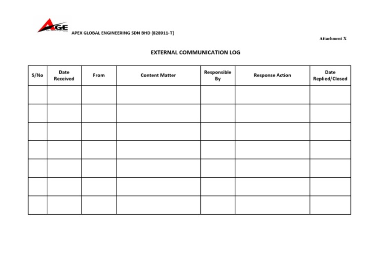 External Communication Log Template | PDF