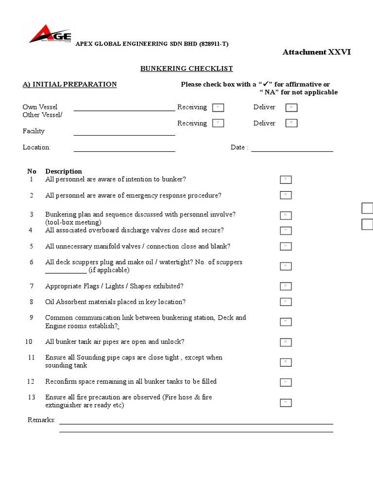 A Comprehensive Bunkering Checklist for Ensuring Safe and Compliant ...