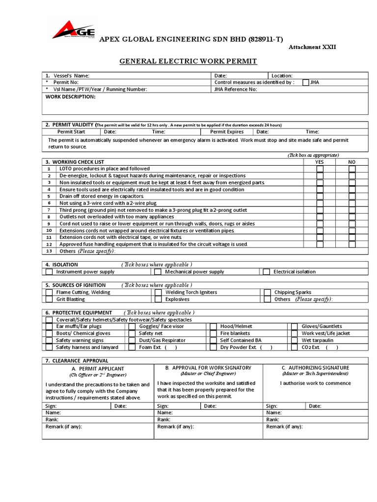 General Electric Work Permit Guide | PDF | Manufactured Goods ...