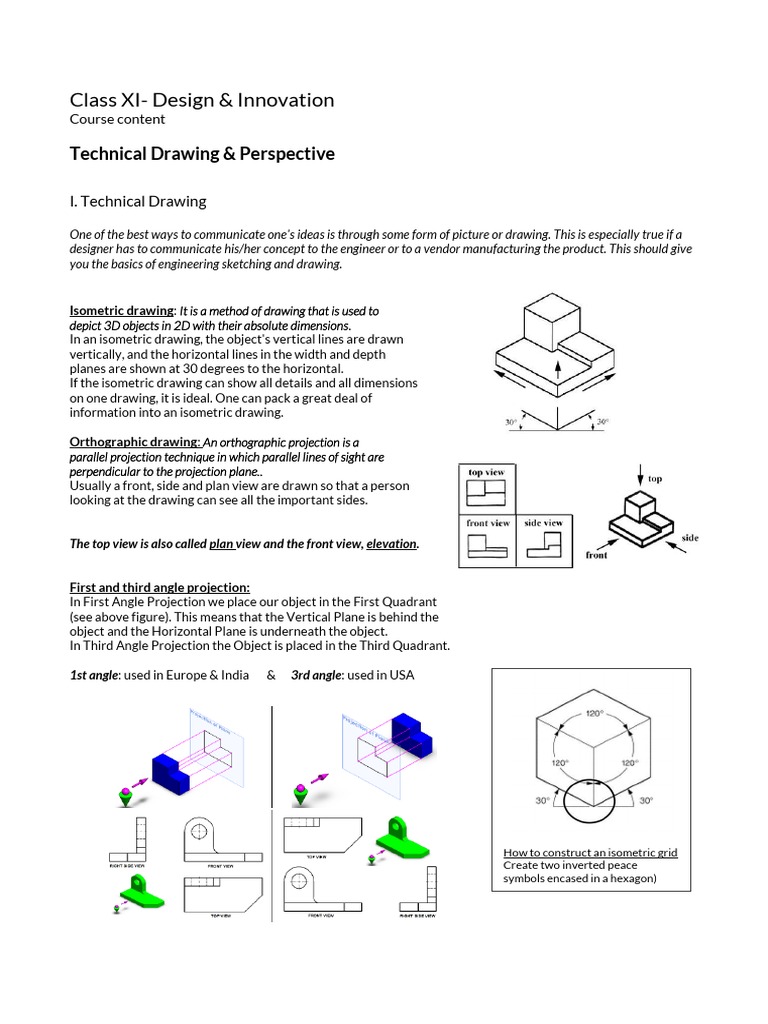 Class XI - Technical Drawing & Perspective | PDF | Horizon ...