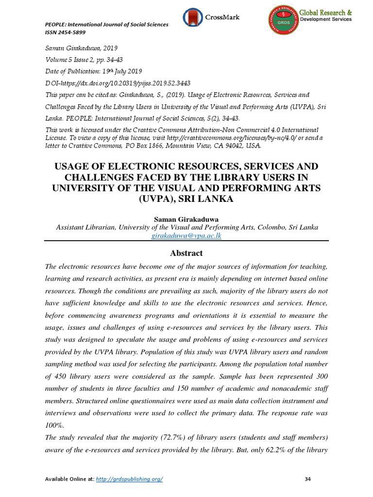 Usage of Electronic Resources, Services and Challenges Faced by The Library Users in University ...