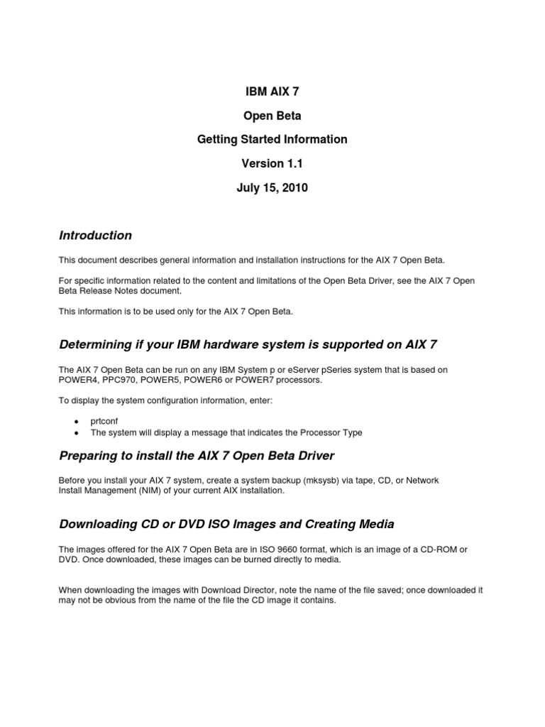 AIX 7 Getting Started.v1.4 | PDF | Computer Architecture | Data Management AIX 7 Getting Started.v1.4 | PDF | Computer Architecture | Data Management