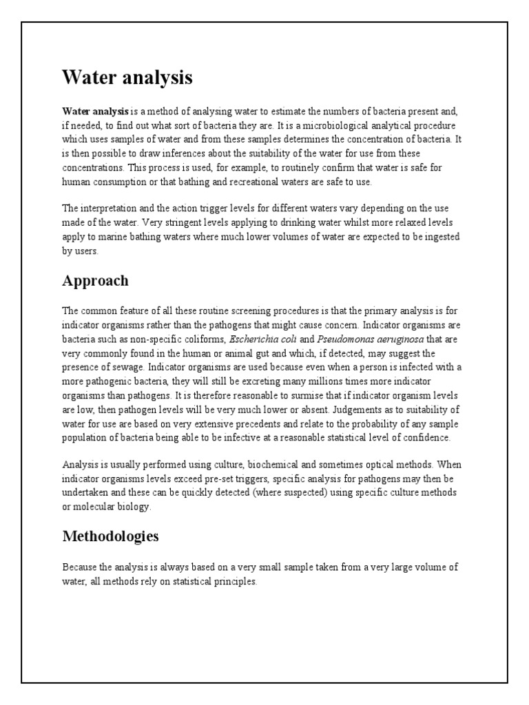 Bacteriological Water Analysis Methods | PDF | Microbiology | Biology