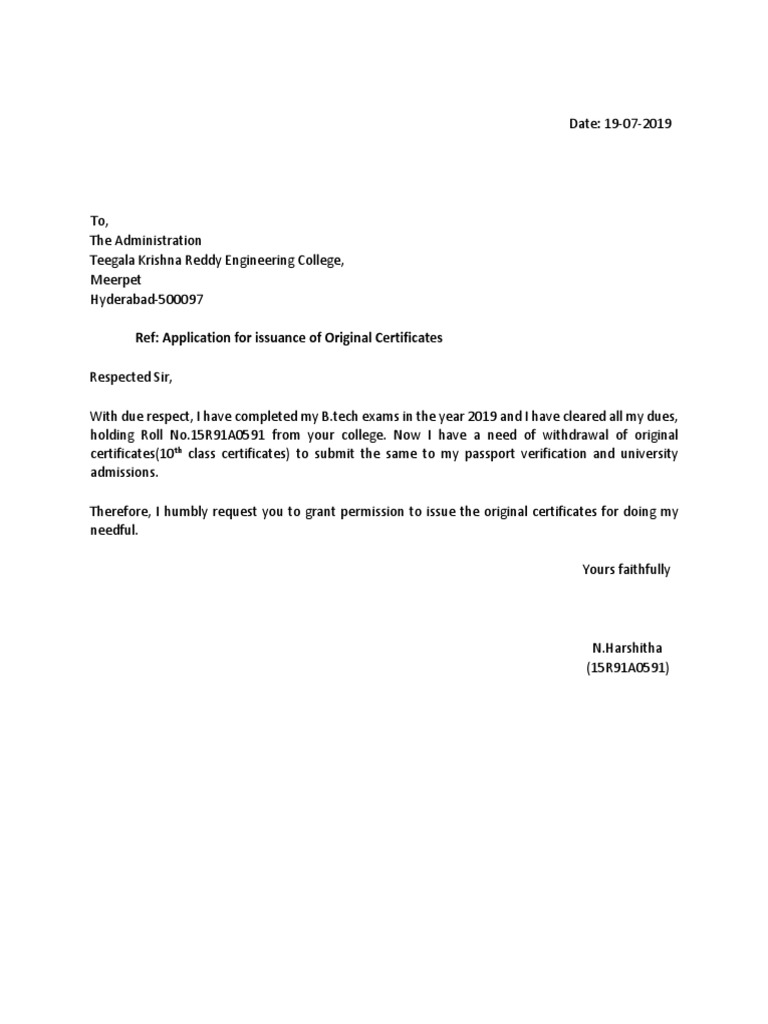 Ref: Application For Issuance of Original Certificates | PDF