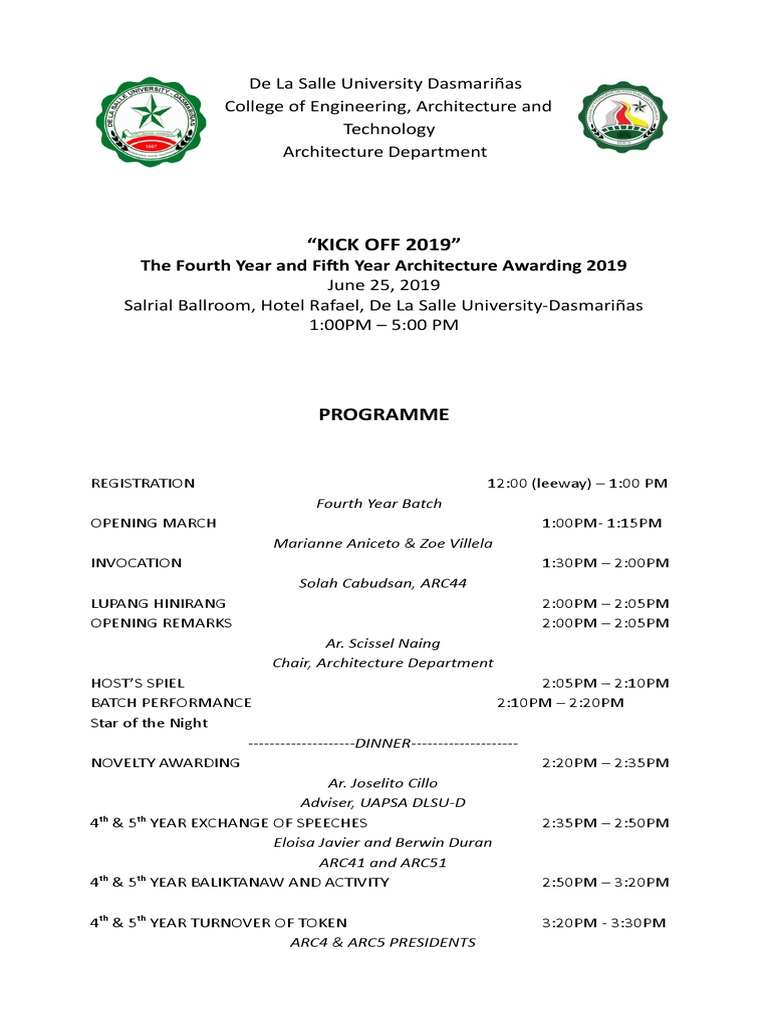 Final Kick Off Program | Download Free PDF | Academia