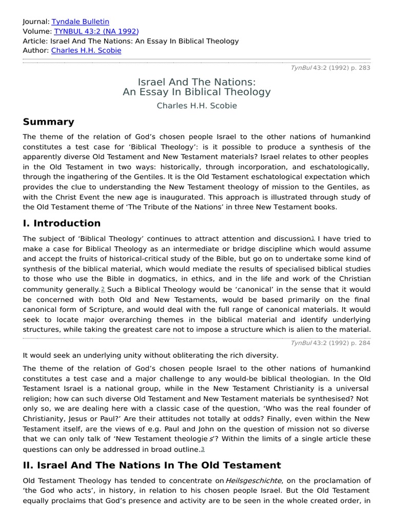 Israel and Nations in Biblical Theology | PDF | Acts Of The Apostles ...