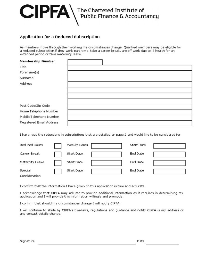 Application for Reduced Subscription | PDF | Information Privacy | Privacy