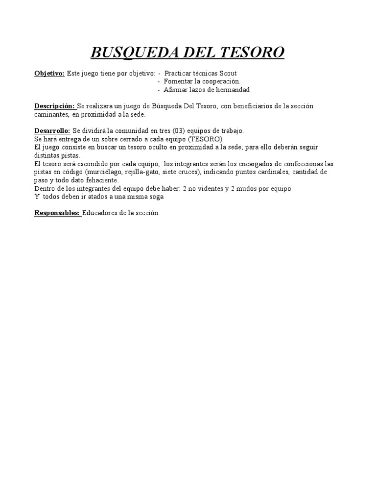 Busqueda Del Tesoro en Codigos. | PDF | Ocio | Deportes