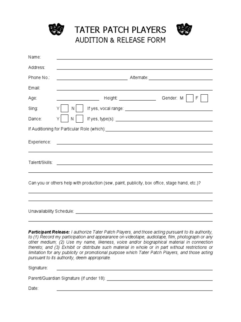 Audition and Release Form | PDF
