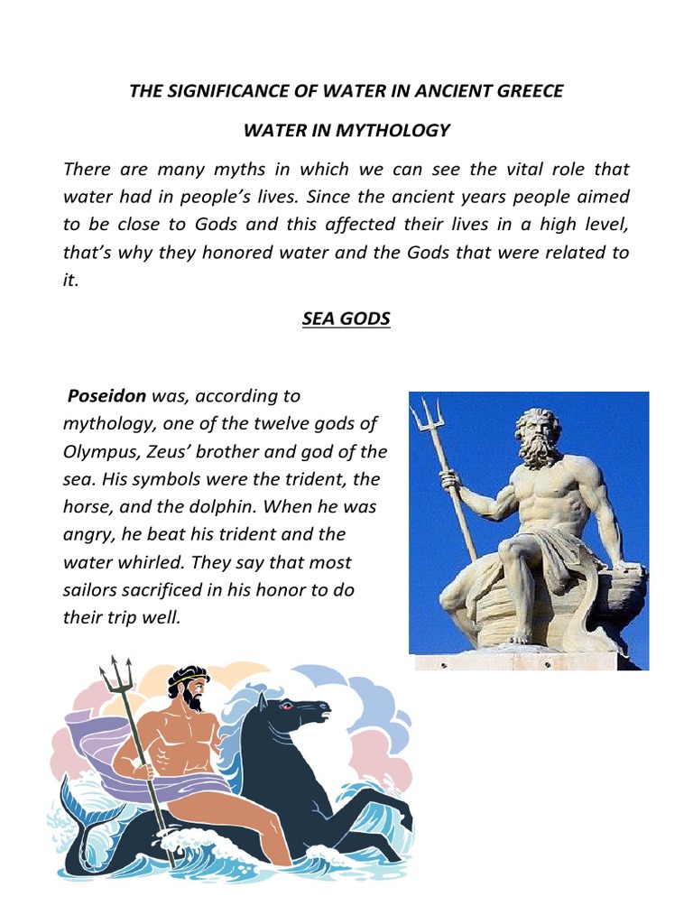 Water in Greek Mythology | PDF | Greek Mythology | Mythological Characters