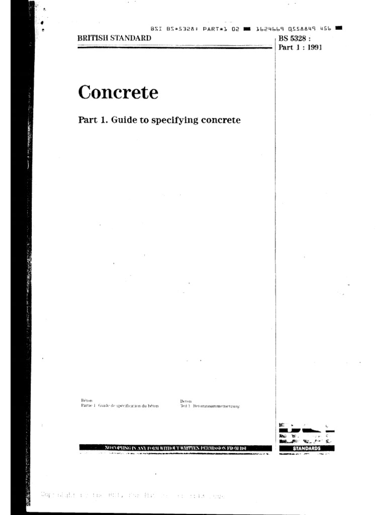 BS 5328 PART 1 1991 Concrete Guide To Specifying Concrete PDF | PDF