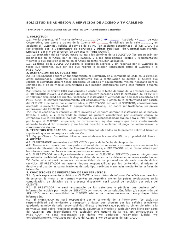 Contrato TV Cable-Hd | PDF | Televisión | Cliente