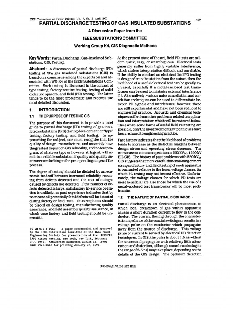 Partial Discharge Testing in GIS | PDF | Electrical Engineering ...