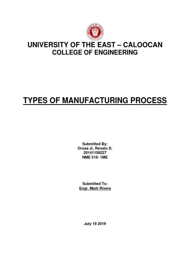 Types of Manufacturing Processes Overview | PDF