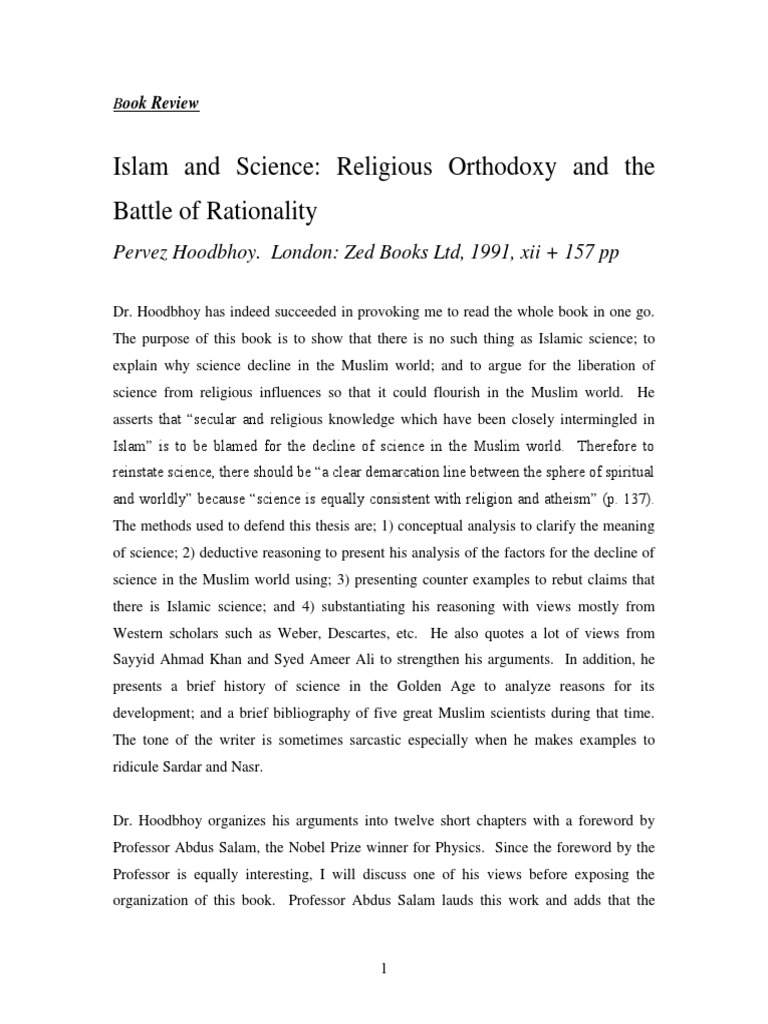 Islam and Science: Religious Orthodoxy and The Battle of Rationality ...