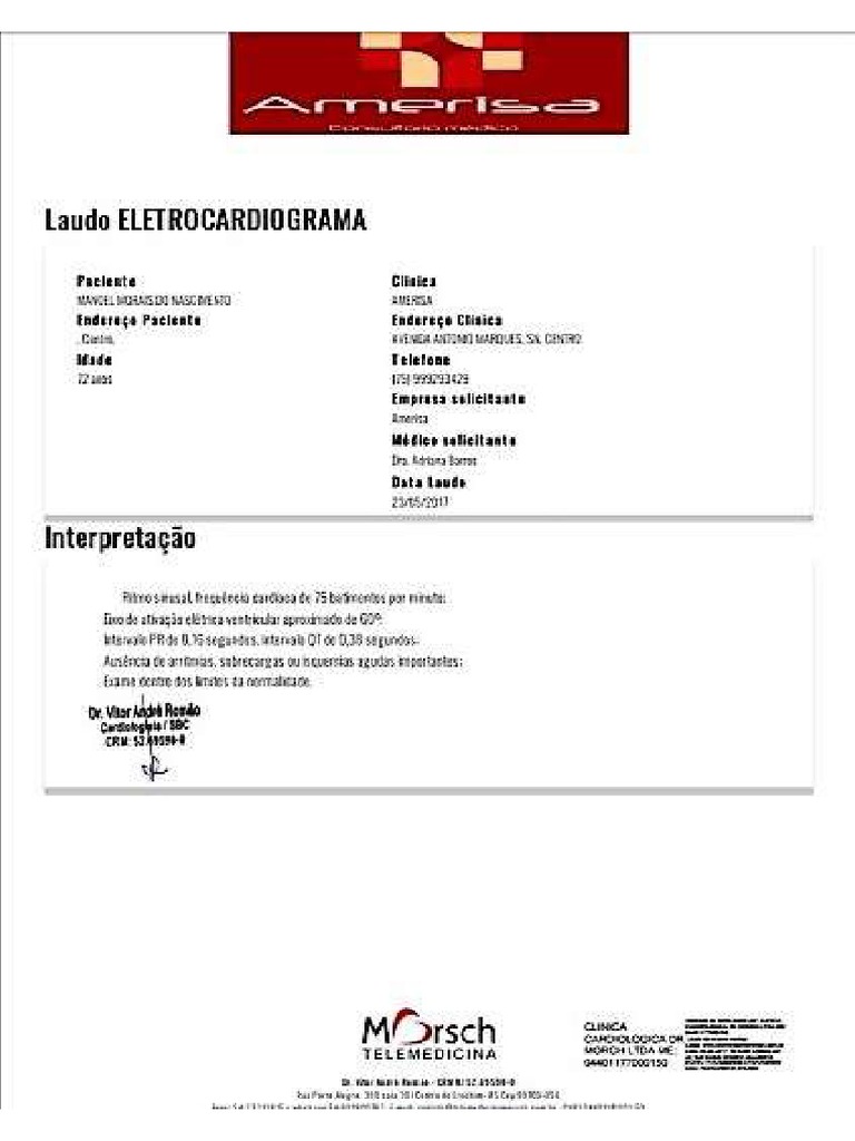 Laudo de Eletrocardiograma | PDF