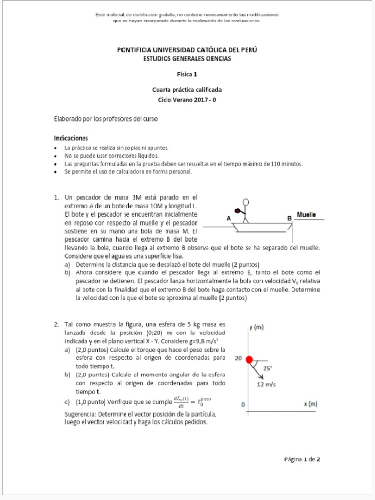 PC4 Fisica I Pucp | PDF | Enseñanza de matemática | Naturaleza