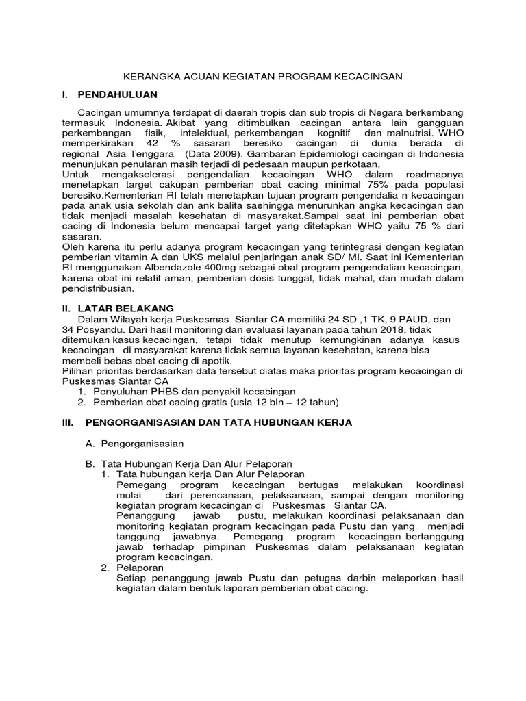 Kak Program Kecacingan | PDF