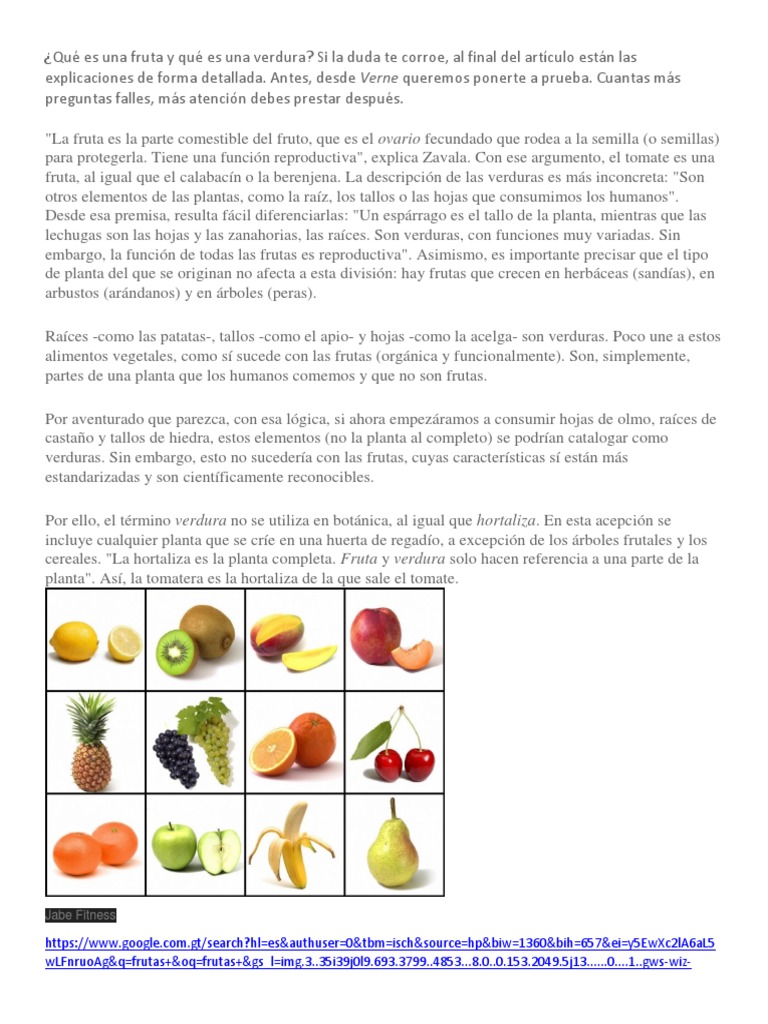 Qué Es Una Fruta y Qué Es Una Verdura | PDF | Vegetales | Guatemala
