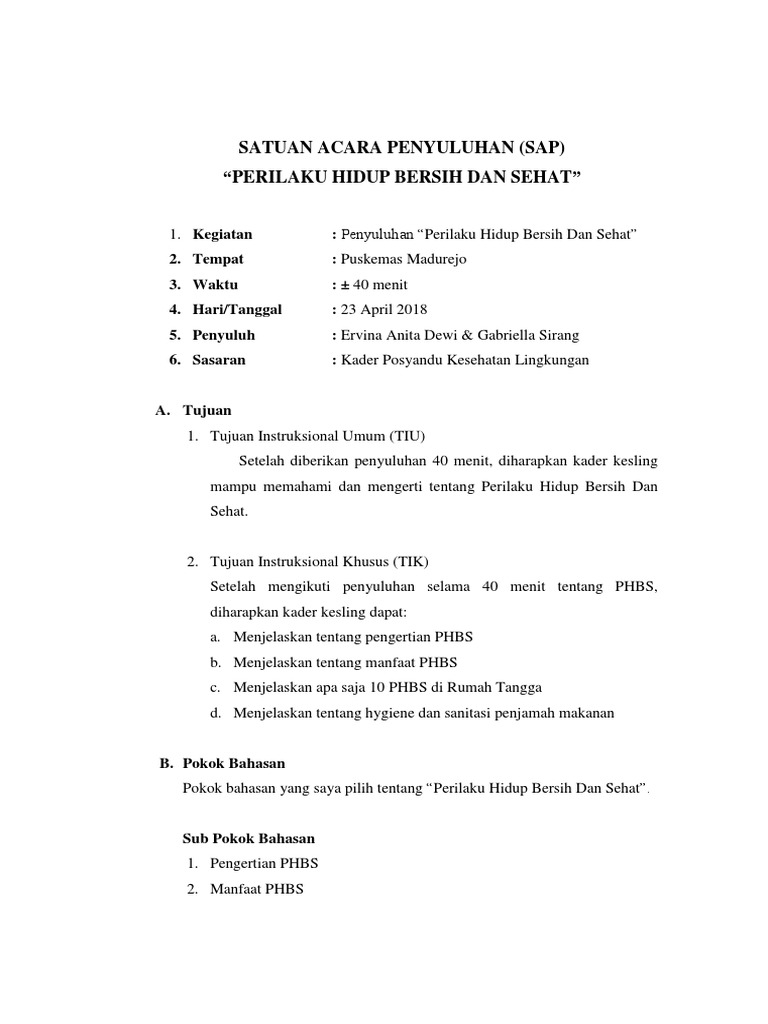 Promkes Phbs Dan Hygiene Sanitasi Penjamah Makanan (PKM Madurejo) | PDF