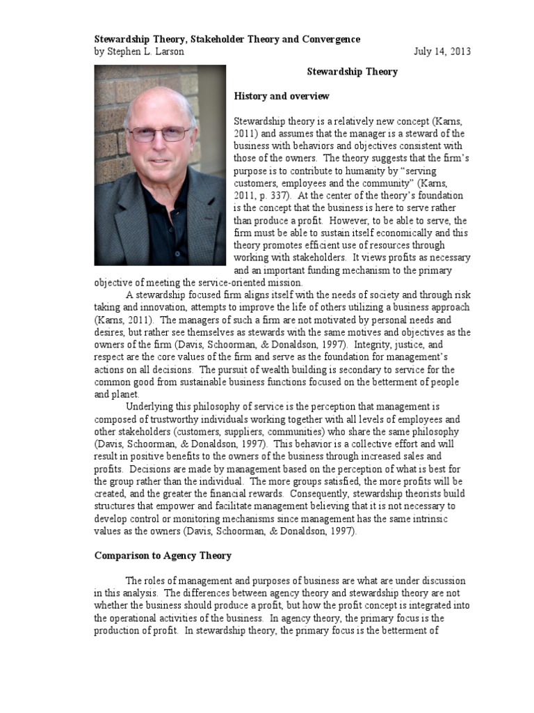 Stewardship Theory Stakeholder Theory and Convergence | PDF ...