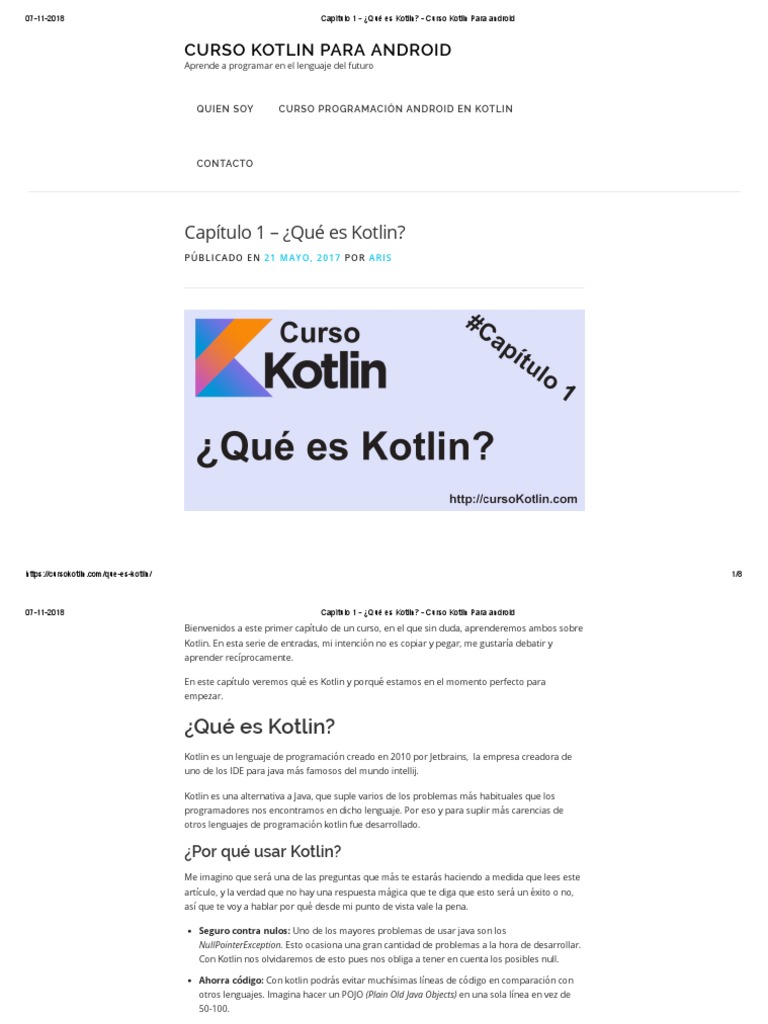 Kotlin | PDF | Android (sistema operativo) | Lenguaje de programación