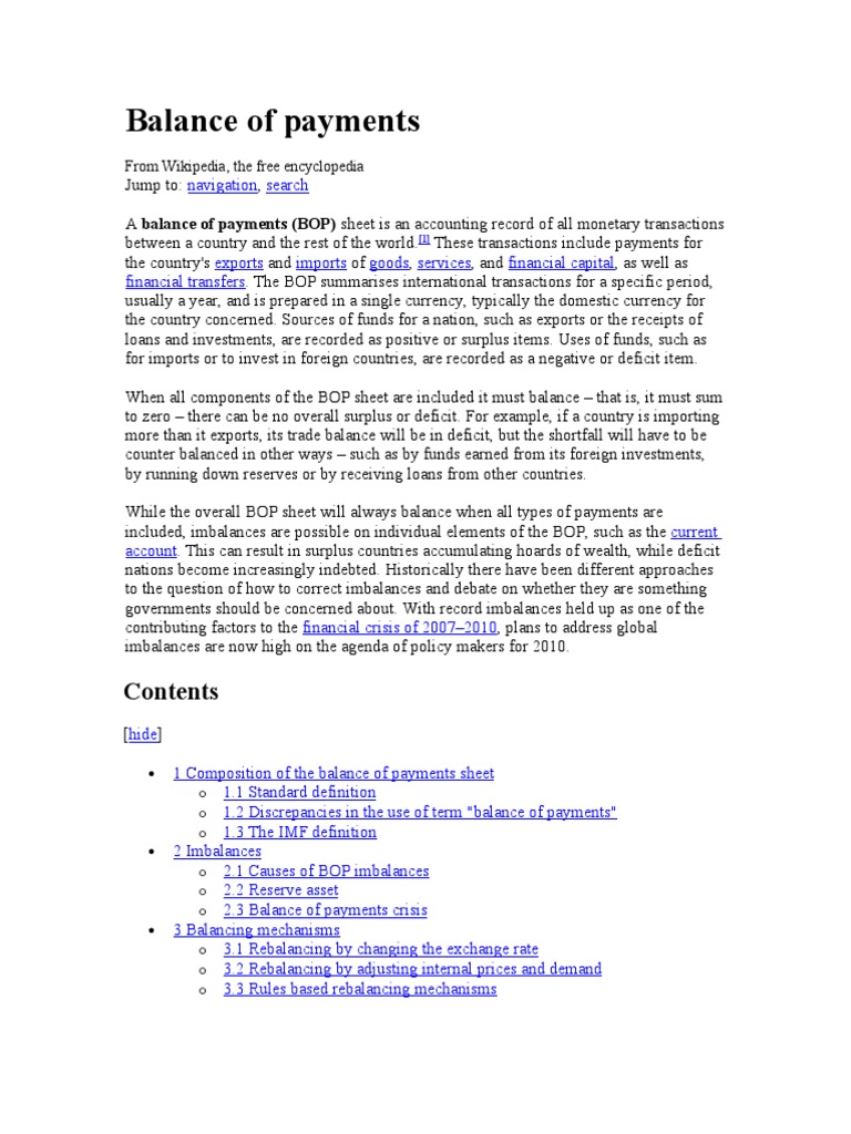 Balance of Payments | PDF | Balance Of Payments | Current Account