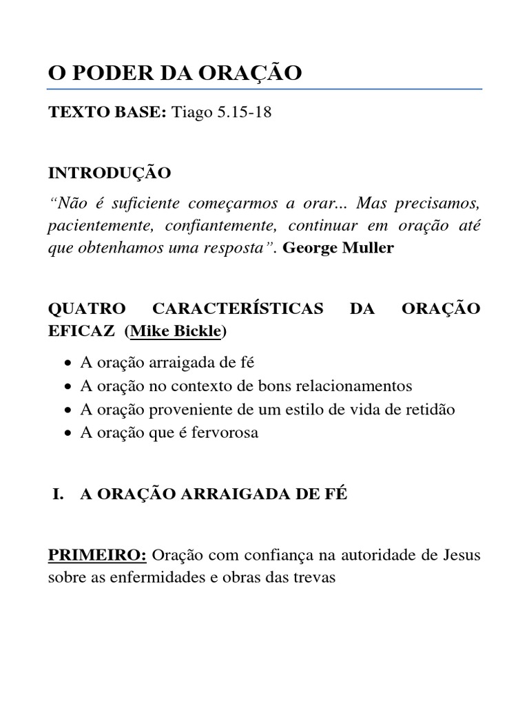 O Poder Da Oração | PDF | Oração | Elias