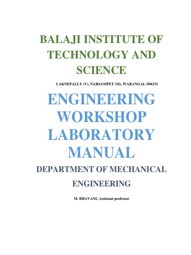 Engineering Workshop I Lab Manual 1st Year | PDF | Sheet Metal | Ac ...