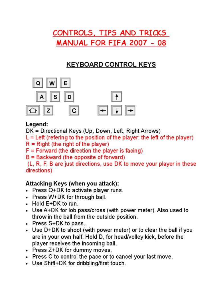 Controls Tips Tricks Manual For FIFA 07 08 | PDF | Association Football ...
