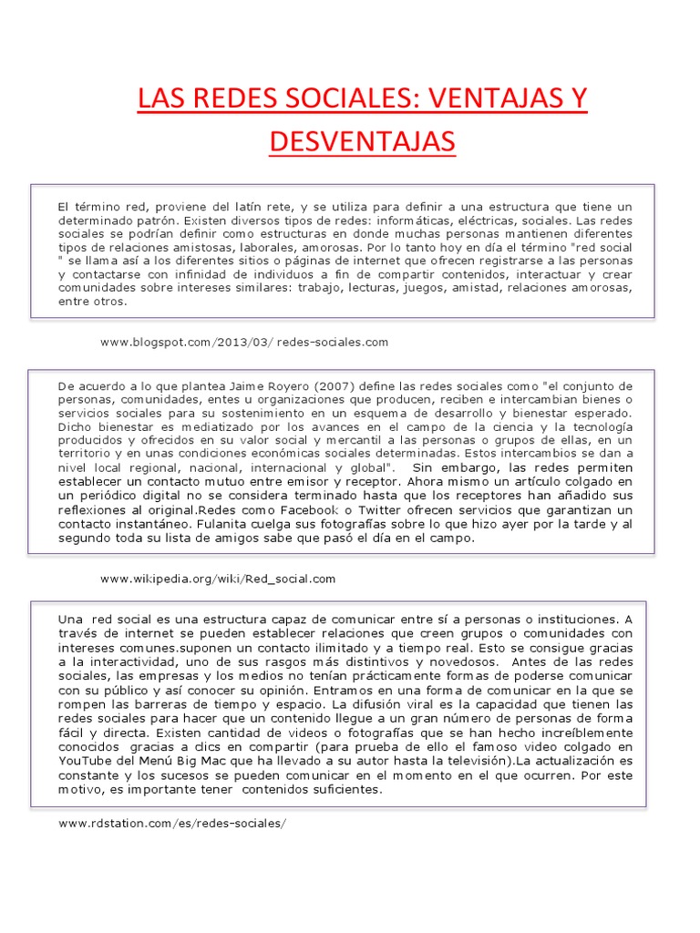 Ensayo de Las Redes Sociales | PDF | Servicio de redes sociales | Red ...
