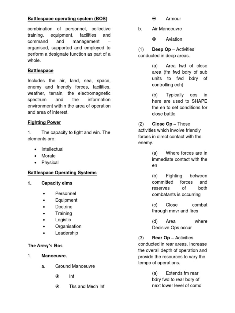 BOS Note Battlespace Operating System | PDF | Command And Control ...