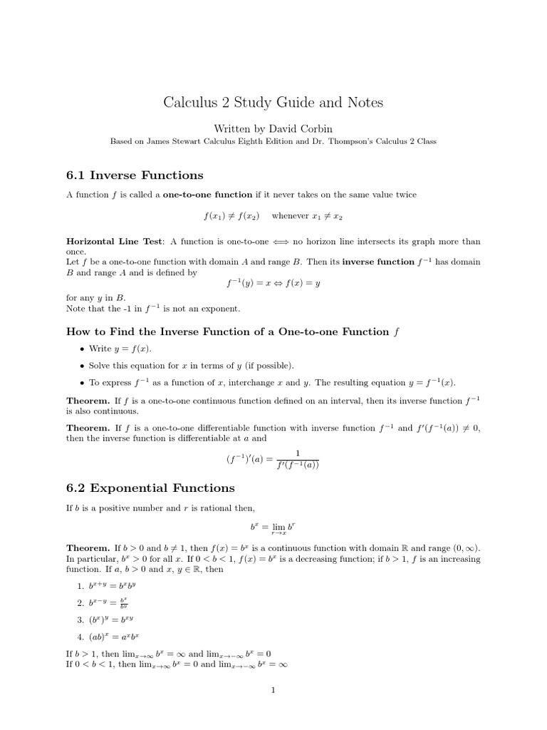 Calc 2 Study Guide | Download Free PDF | Trigonometric Functions ...