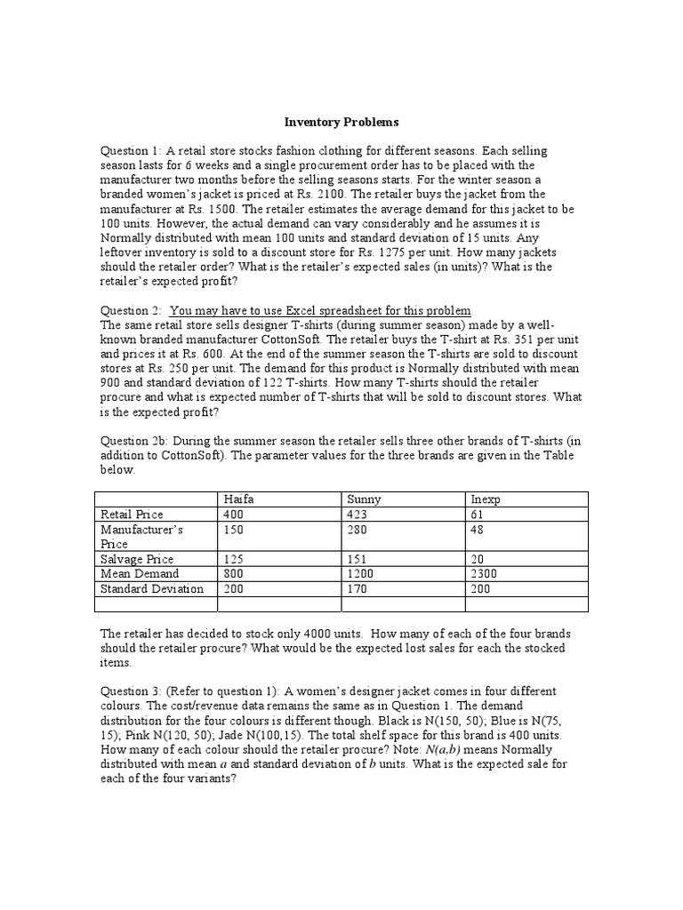Inventory Problems | PDF | Retail | Inventory