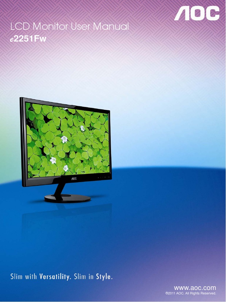 LCD Monitor User Manual: ®2011 AOC. All Rights Reserved | PDF ...