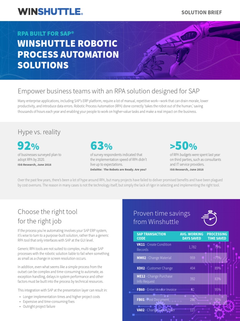 Winshuttle RPA Solution Brief en | PDF | Automation | Sap Se