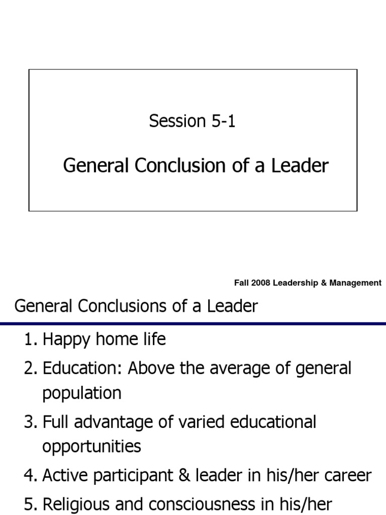General Conclusion of A Leader: Session 5-1 | PDF | Ten Commandments ...