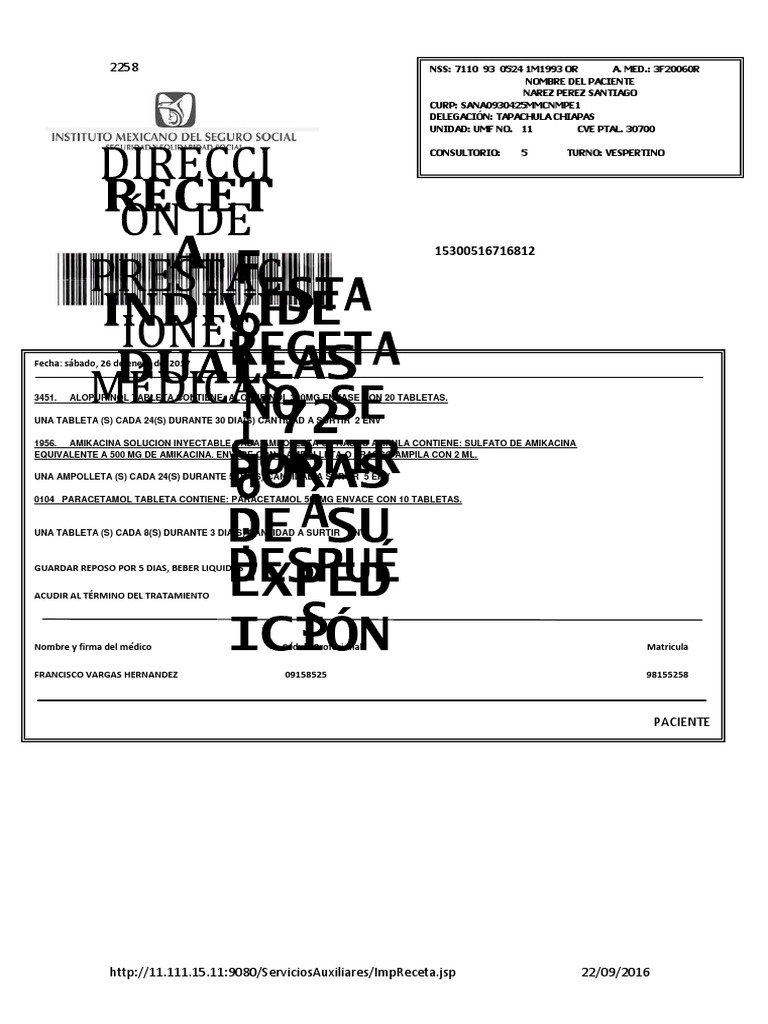 Receta IMSS Editable (1) .Docx22 para Combinar | PDF