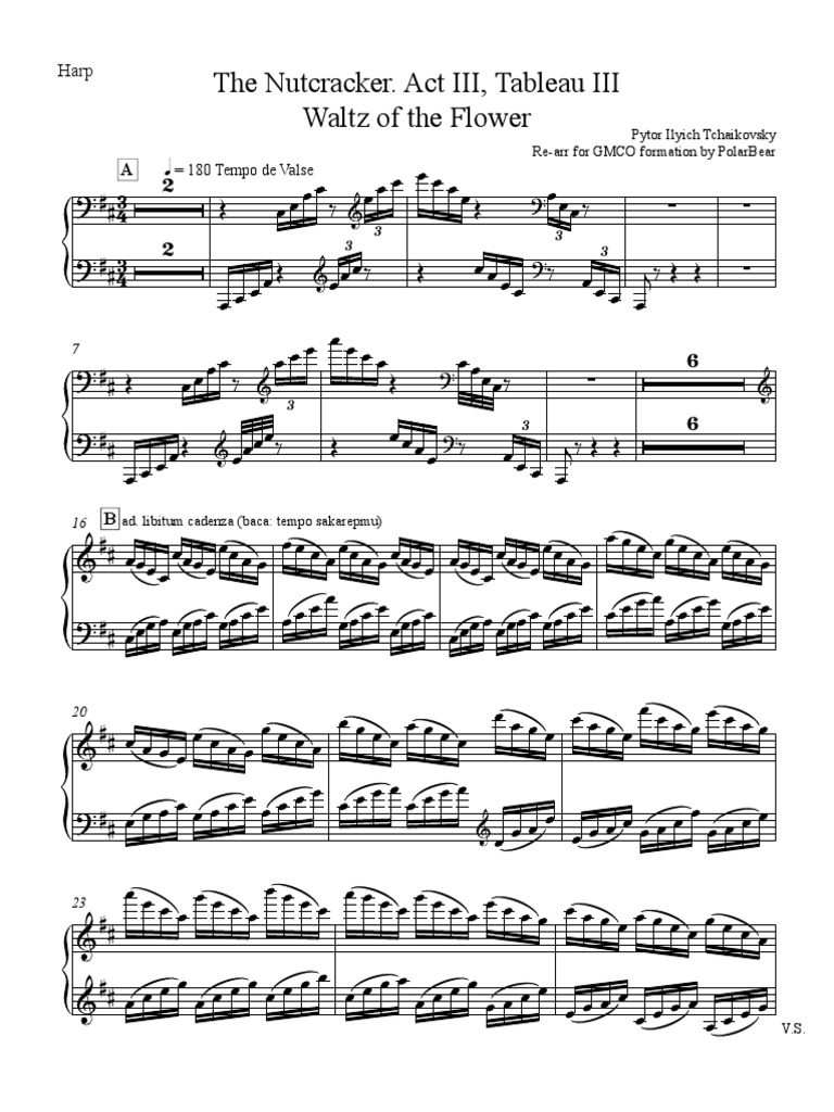 The Nutcracker. Act III, Tableau III Waltz of The Flower: Q 180 Tempo ...