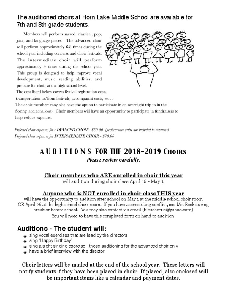 Middle School Audition Form | PDF | Audition | Singing