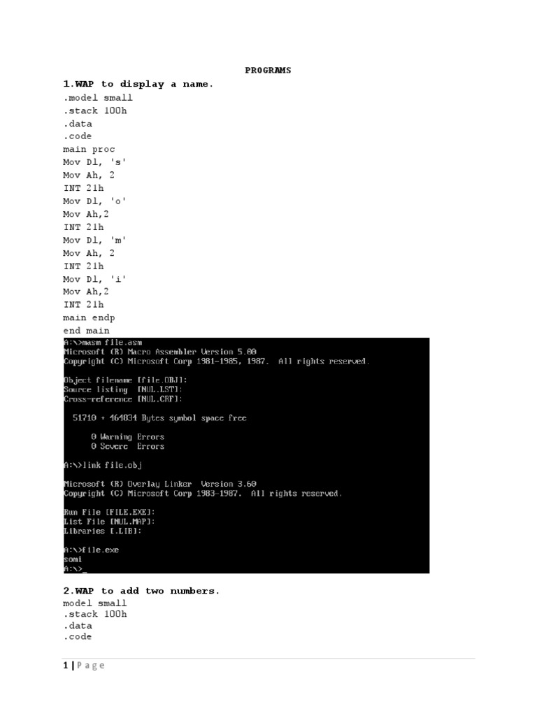 1.WAP To Display A Name | Download Free PDF | Computer Programming | Notation