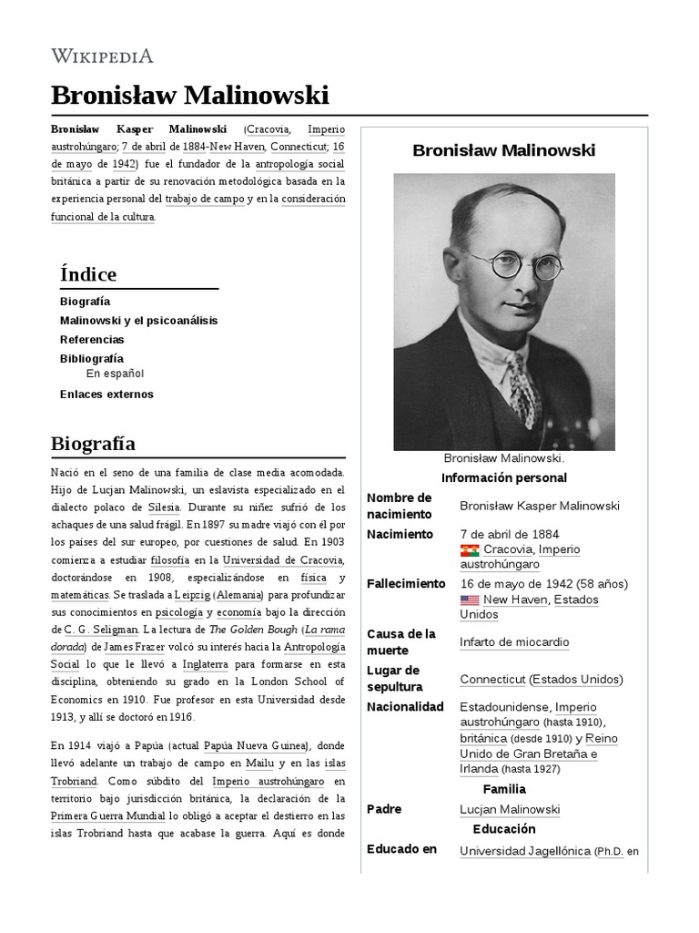 Bronisław Malinowski | PDF | Antropología | Sicología