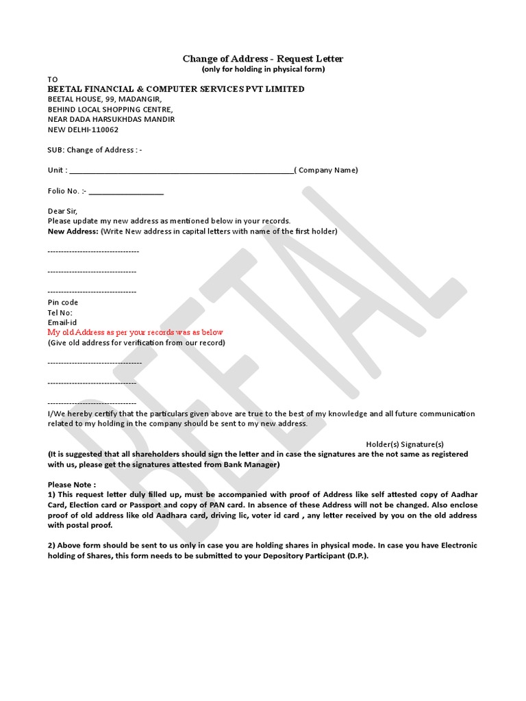 Change of Address | PDF