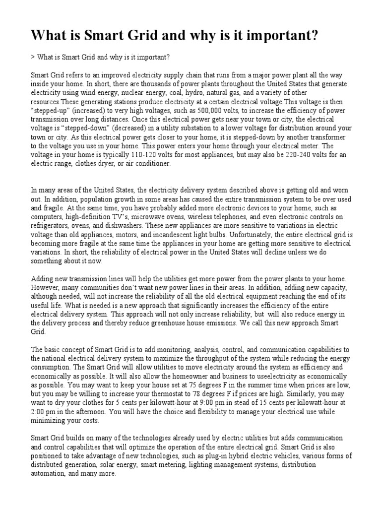 What Is Smart Grid and Why Is It Important? | PDF | Smart Grid ...