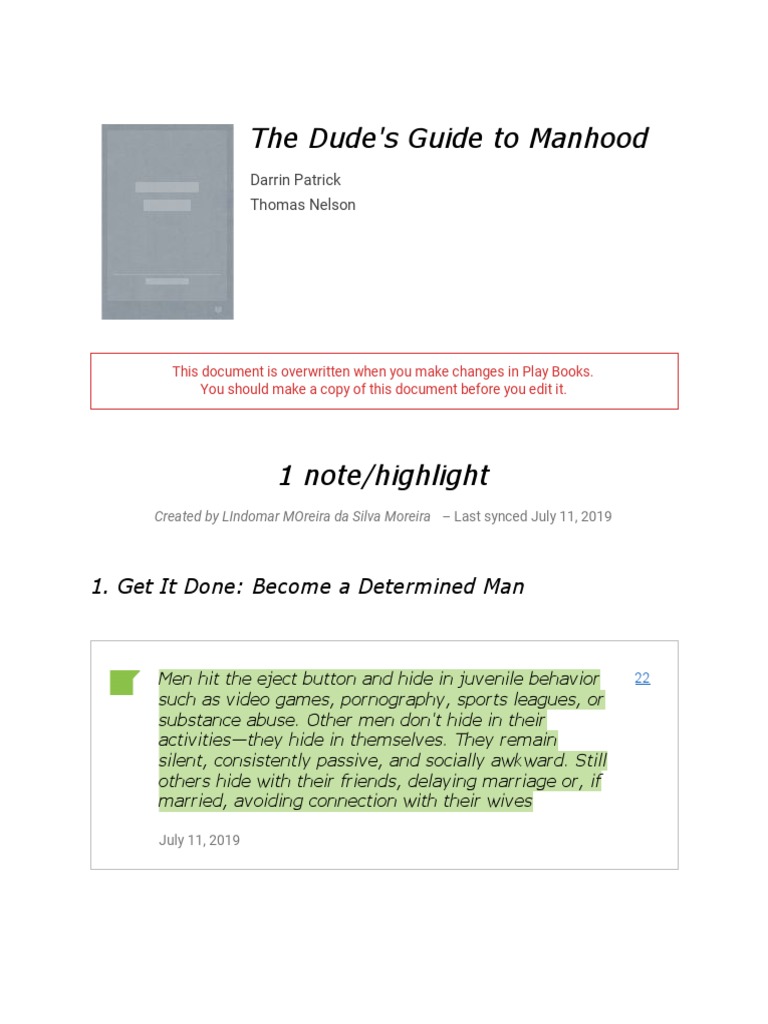 The Dude's Guide To Manhood: 1. Get It Done: Become A Determined Man | PDF