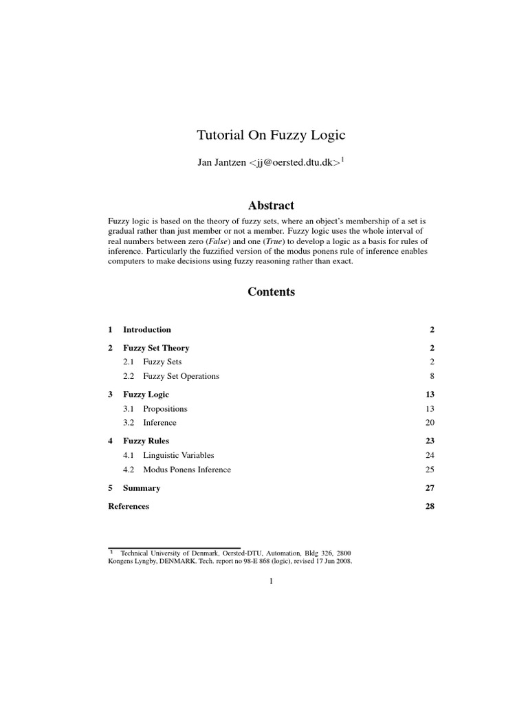 Tutorial On Fuzzy Logic PDF | PDF | Set (Mathematics) | Fuzzy Logic
