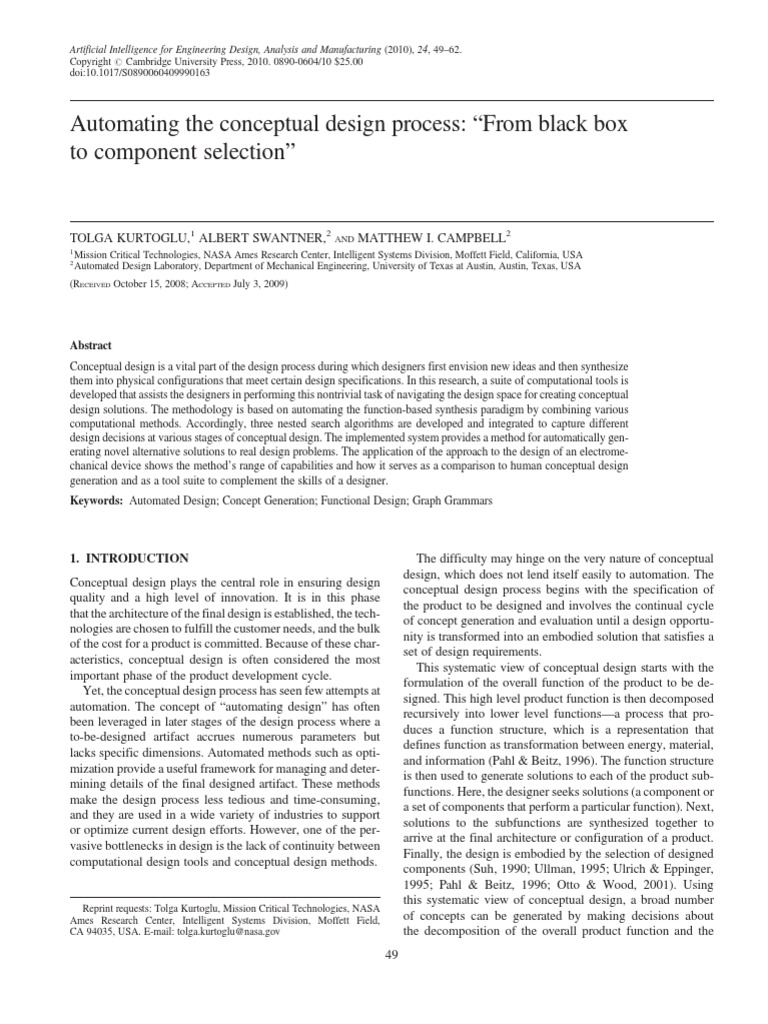 (2010) Automating The Conceptual Design Process | PDF | Automation | Design