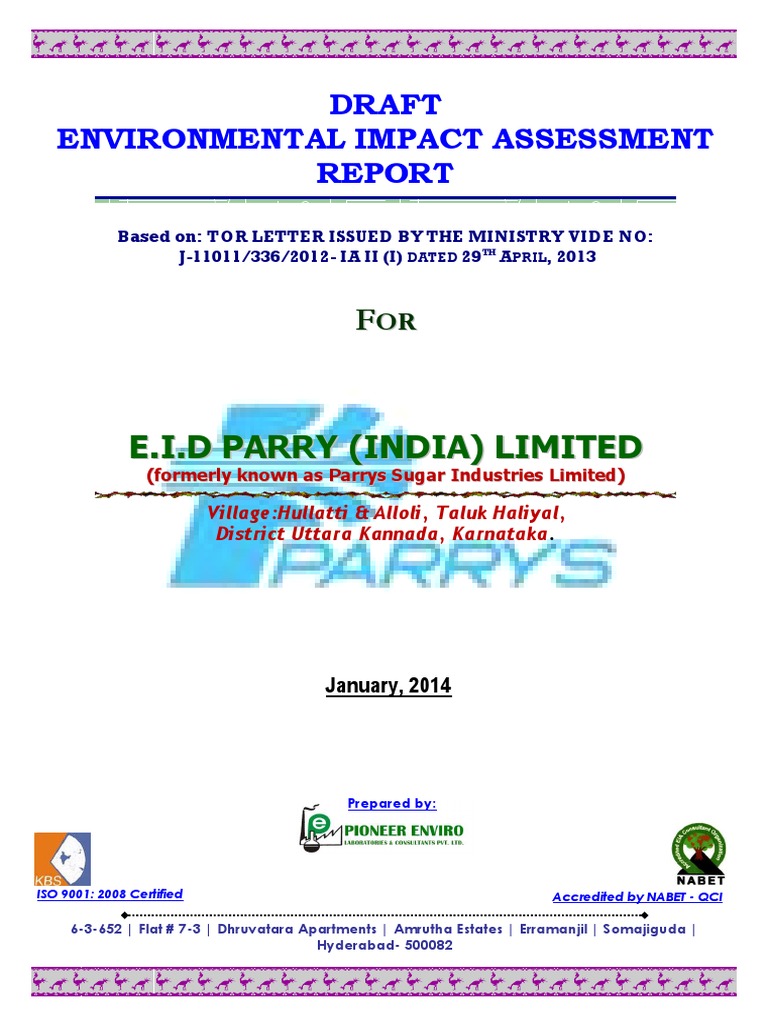 Draft Eia Report (Eid) | PDF | Sugarcane | Environmental Impact Assessment