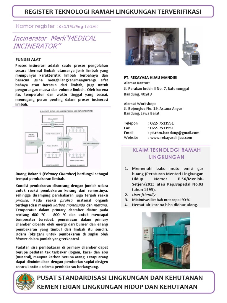 Registrasi Incinerator Ramah Lingkungan | PDF | Teknologi & Rekayasa