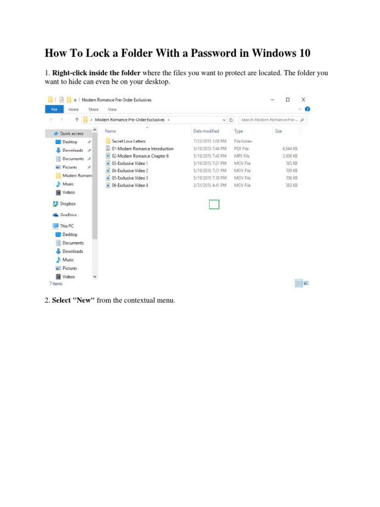 How To Lock A Folder With A Password In Windows 10 PDF
